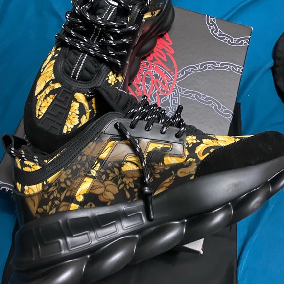 Versace | Shoes | Black And Yellow Men Versace Sneakers Brand New Size ...